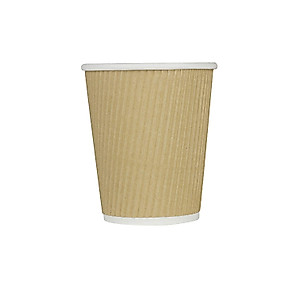 Karat C-KRC508 8 oz Ripple Paper Hot Cup (80mm Diameter), Kraft (Case of 500)