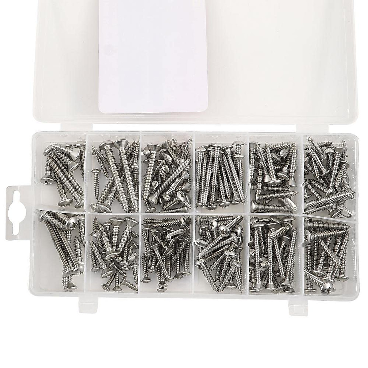 216 Pieces Stainless Steel Self Tapping Sheet Metal Screw Assortment, 34 Different Size of Oval and Pand Head for Fastening Wood, Metal or Fiberglass