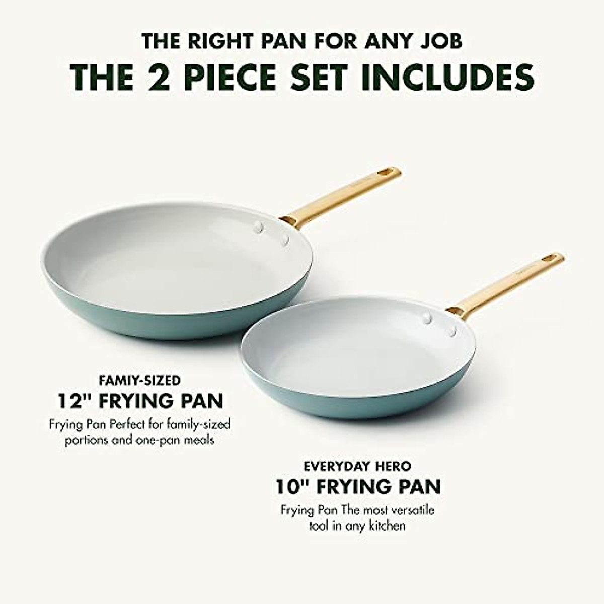 GreenPan Reserve Hard Anodized Healthy Ceramic Nonstick, 10" and 12" Frying Pan Skillet Set, Smokey Blue
