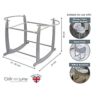 Clair de Lune Deluxe Grey Moses Basket Rocking Stand