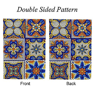 Mexican Talavera Ceramic Tile Holiday Garden Flag Vertical Double Sized Durable Polyester Fabric Non-Fade Outdoor Decoration Flag Banner for Christmas Halloween 28x40in