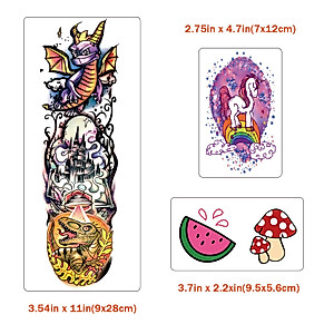 52 PCS Kids Full Arm Temporary Tattoo, Fake Tattoos for Kids, Rocket Car Dinosaur Planet Astronaut Tattoo for Boy, Dolphin Castle Cat Body Arm Tattoos Stickers for Girl, Party Supplies Gifts for Kids