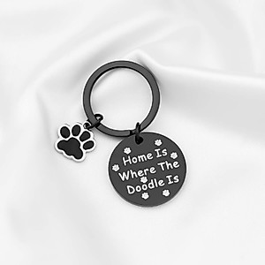 PLITI Golden Poodle Gifts Dog Mom Gifts Dog Dad Gifts Dog Lover Gifts Pet Parent Gift for Couple Dog Owner Gifts Labor Doodle Gifts Home Is Where The Doodle Is Keychain (Home Is Doodle bl)