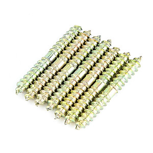 20pcs M5 40mm Dowel Screw Iron Double Ended Screw Zinc Plating Self-Tapping Thread Screw Wood to Wood Dowel Screw Connecting Wood