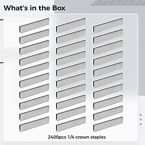 Homaisson Narrow Crown Staples, 2400 Pcs 1/4 Crown Staples for 18 Gauge Staplers, Sturdy Carbon Steel Construction Staples for Upholstery Floor Underlayment Molding