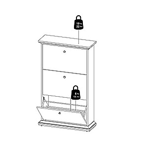 Pemberly Row Contemporary Design 3 Drawer Wood Shoe Cabinet, 18-Pair Shoe Rack Storage Organizer in White