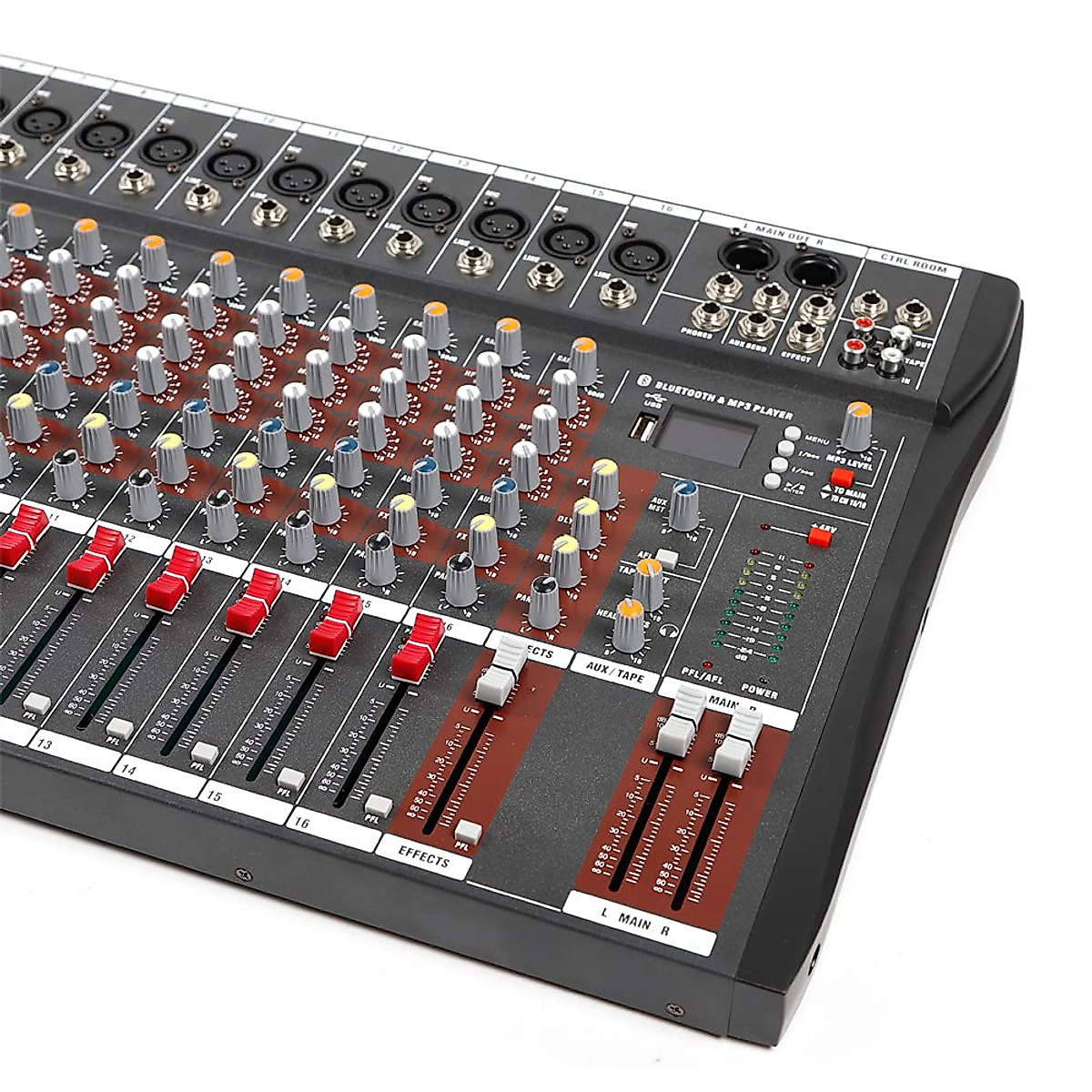 KinHall 16 Channel Professional Bluetooth Live Studio Audio Mixer Power Mixing Console, Professional Audio Mixer Soundboard Console Desktop, Connect Wired/Wireless/Condenser Microphone