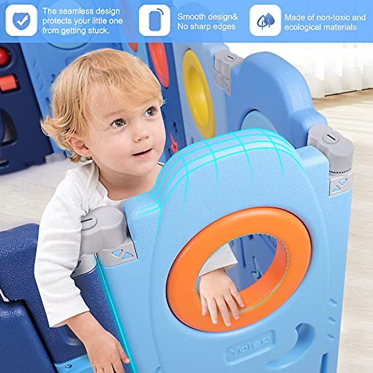 Baby Playpen, Yoleo Foldable Baby Playpen for Babies and Toddlers with Drawing Board, 15 Sq. Ft of Play Pen, Custom Shapes, Pre-Assemble and Easy to Storage, Play Yard for Babies Safety