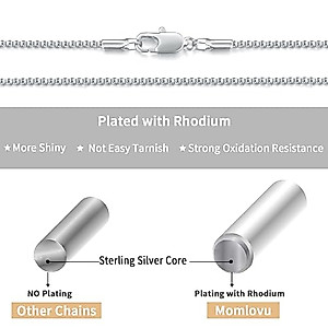 Momlovu 925 Sterling Silver Chain Necklace for Women, 1MM Box Chain Necklaces Silver Chain for Women, Thin & Sturdy Women's Chain Necklaces, 18 Inch