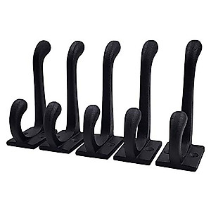 Claimed Corner Cast Iron Coat Hooks - Wall Mounted Rustic Farmhouse Matte Black Cast Iron DIY Coat Towel Hat Scarf Bags Hook 5-Pack