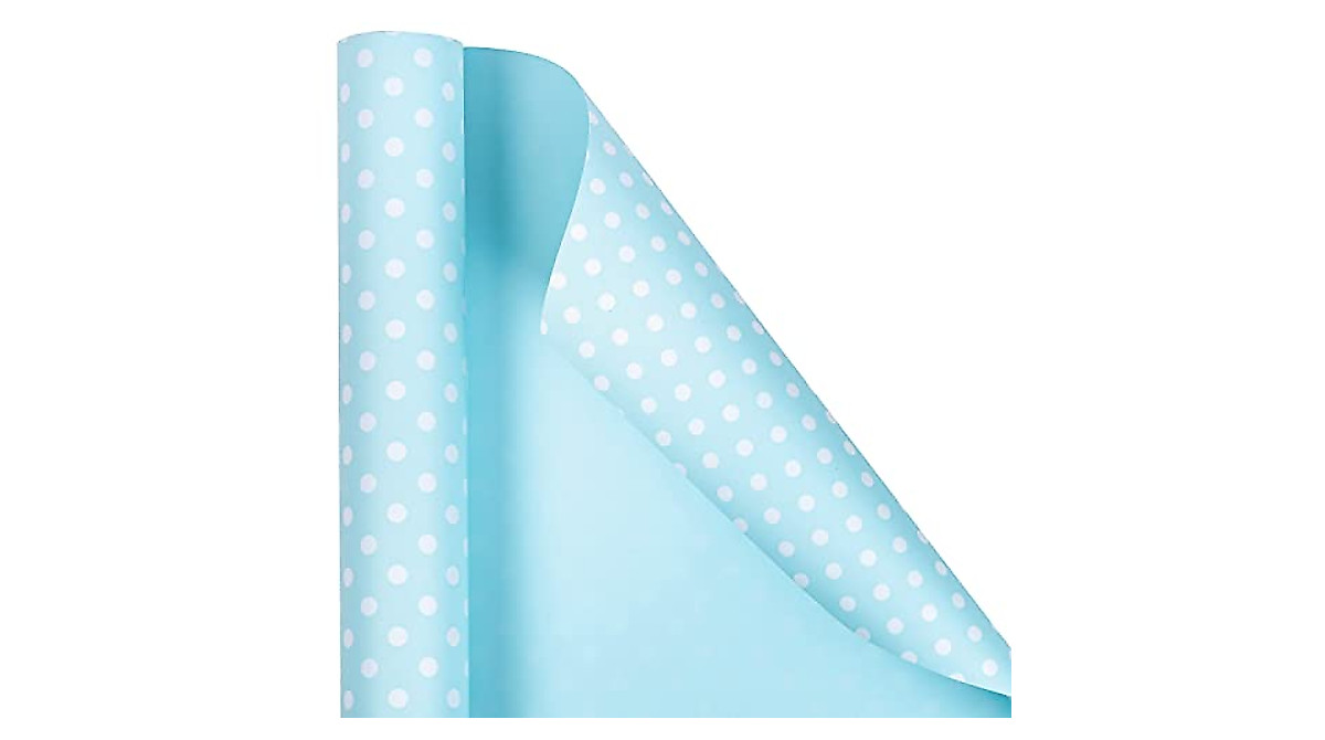 Wrapaholic Reversible Baby Blue Wrapping Paper Roll - 17x33 ft