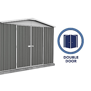 Absco Regent 10 Ft. x 12 Ft. Metal Storage Shed DIY Galvanized Steel Sheds for Tools, Bikes, Lawn & Garden Equipment, Outdoor Patio Furniture, Perfect in Backyard, Garden (Woodland Gray)
