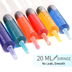 50 Pack 20mL Syringe Catheter Tip with Covers, Large Plastic Syringes for Jello Shots Syringe Party, Liquid, Oral, Feeding Pet, Food, Dispensing- Individually Sterilized Sealed