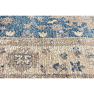 Unique Loom Salzburg Collection Classic Traditional Medallion Design Oriental Inspired Area Rug, 4' 0" x 4' 0", Blue/Beige