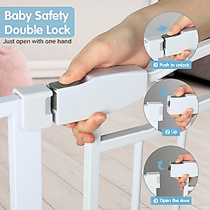 Baby Gate 29.5” to 53”, 30” Height Extra Wide Dog Gate for Stairs, Doorways and House, Auto-Close Safety Dog Gate for Pets, Pressure Mounted, White