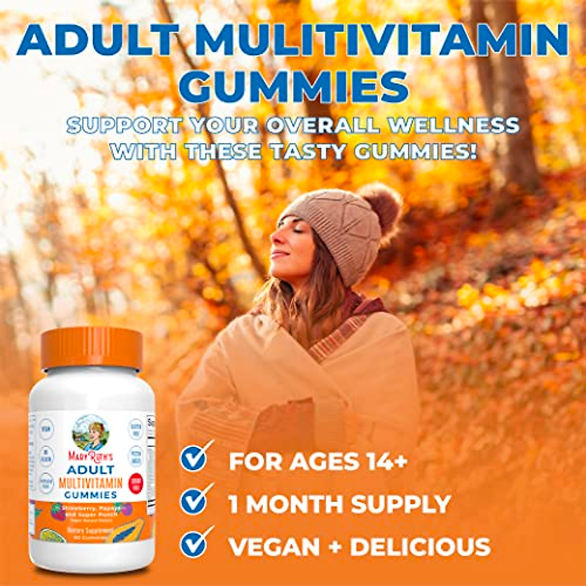 Adult Multivitamin Multimineral Gummies & Eye Care Gummy Vitamins Bundle by MaryRuth's | Vitamin C, Vitamin D and E | B Vitamins | Biotin | Zinc | Supplements for Eye Health, Vegan, Non-GMO