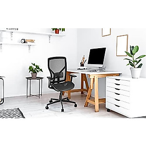 SUNNOW Ergonomic Office Chair with Adjustable Lumbar Support, High-Back Mesh Desk Chair with Sliding Seat, 2D Armrest - Swivel Computer Task Chair for Home