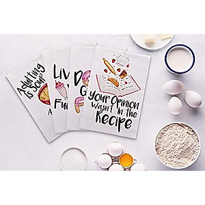 Kitcha Funny Kitchen Towels and Dishcloths Sets of 4 |Unique Funny Dish Towels with Sayings, Perfect for Housewarming Gifts New Home| Funny Hand Towels for Kitchen Gifts.