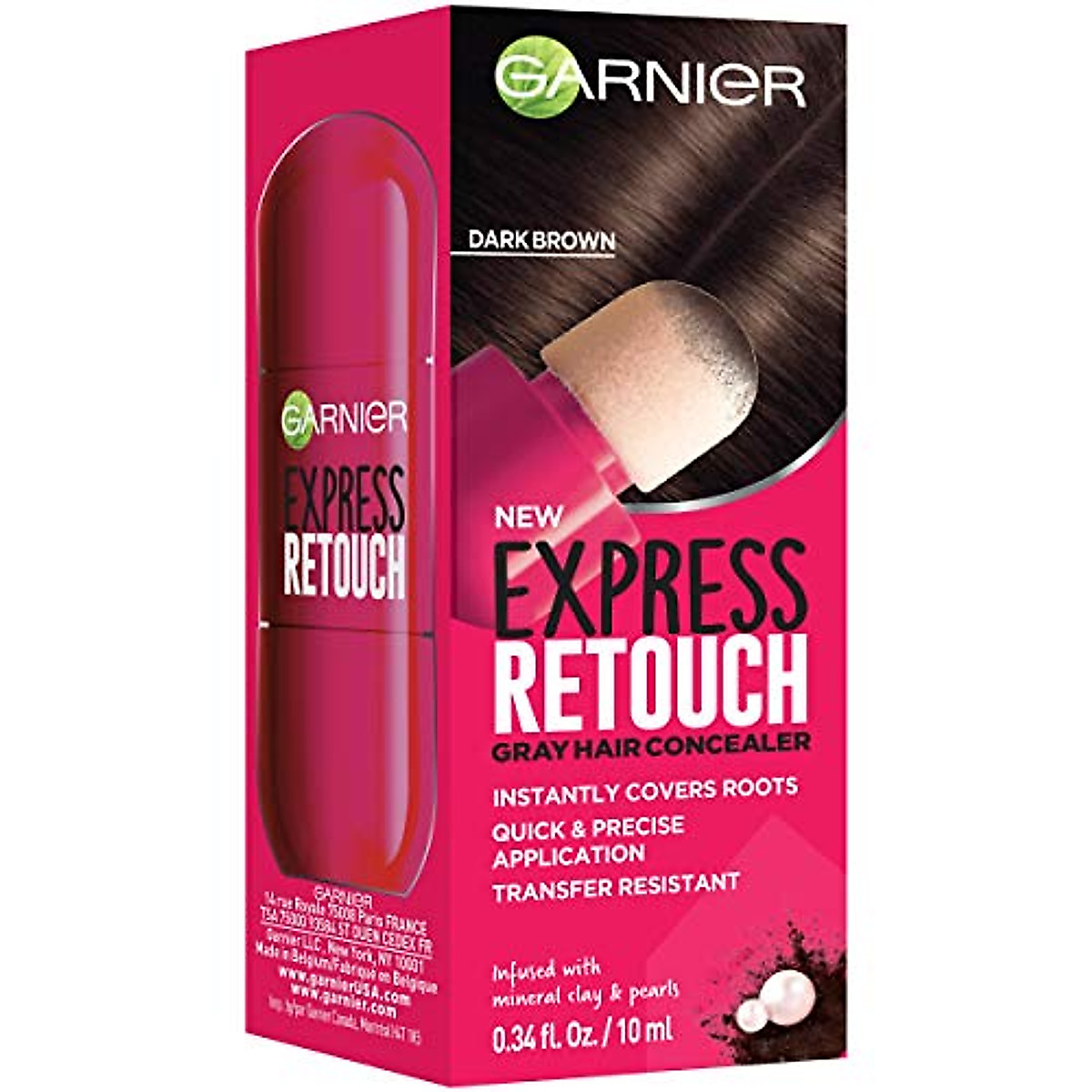 Garnier Hair Color Express Retouch Gray Hair Concealer, Dark Brown Root Touch Up, 1 Count