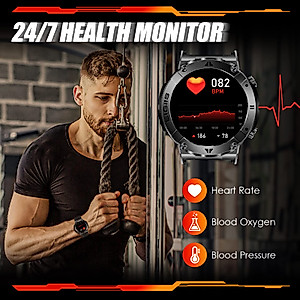 EIGIIS Smart Watch for Men 1.32” HD Rugged Military Smart Watch (Answer/Make Calls) Outdoor Sports Watch Fitness Tracker with Heart Rate Sleep Monitor Tactical Smartwatch for iPhone Android