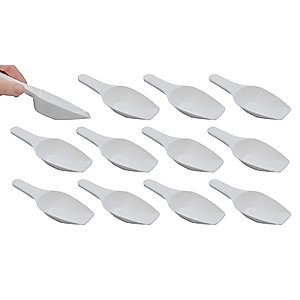 EISCO 12PK Scoops, 50ml (1.7oz) - Polypropylene Plastic - Flat Bottom - Excellent for Measuring & Weighing - Autoclavable
