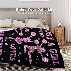 Just A Girl Who Loves Cheer Throw Blanket 50"X40" Soft Flannel Blankets for Bed Couch Plush Cozy Blanket for Adults Kids Micro Fleece Throws