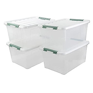 Neadas 36 Quart Large Plastic Storage Box, Clear Plastic Storage Totes, 4 Packs