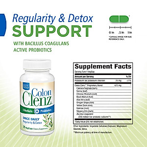 Body Gold Colon Clenz Regularity & Detox Formula | Once Daily Support with 9 Herbs + Active Probiotics | 75 CT