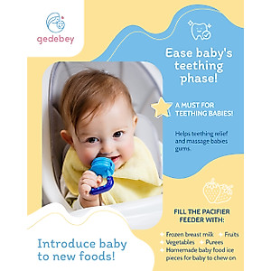 Baby Fruit Feeder Pacifier - 3 Pack | 2 Frozen Fruit Teething Pacifier & 1 Baby Food Spoon Feeder | Baby Silicone Feeder Pacifier | Teething Feeder, Baby Food Feeder Fruit Pacifier (Colorful)