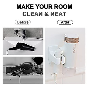 Carrotez Hair Dryer Holder Wall Mounted, No Drilling, Dry Organizer, Waterproof Bathroom Decor, Hair Care Tools Rim Hair Dry, Bathroom Hair Accessories Organizer
