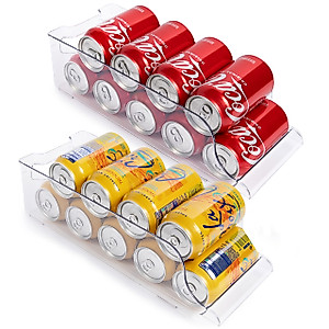 Greenco Soda Can Organizer for Refrigerator, Durable Handles, 2 Pack | Fridge Soda Can Organizer | Soda Can Holders for Fridge | Soda Can Dispenser for Refrigerator | Drinks, Kitchen Organization