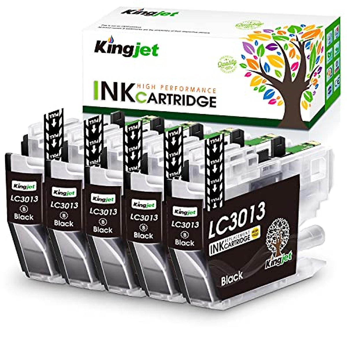 Kingjet LC3013 Compatible Ink Cartridge Replacement for Brother LC3013 Ink Cartridges Use with MFC-J491DW MFC-J497DW MFC-J690DW MFC-J895DW Printers (5 Black) - LC3013BK LC3011BK