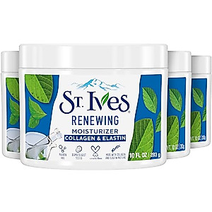 St. Ives Face Moisturizer Cream, Collagen and Elastin, Renewing Facial Moisturizer for Women, Paraben Free, Dermatologist Tested Daily Moisturizing for Dry Skin Cruelty Free, 10 oz, 4 Pack