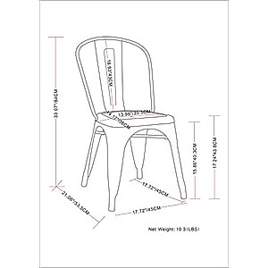 SIMPLIHOME Fletcher Industrial Metal Dining Side Chair (Set of 2) in Distressed Black, Copper, Fully Assembled, For the Dining Room