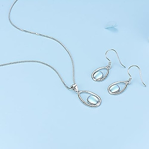 YZSFMZGE Moonstone 925 Sterling Silver Earring And Necklace Jewelry Set For Women Moonstone Jewelry Sets for Women Girls Gifts