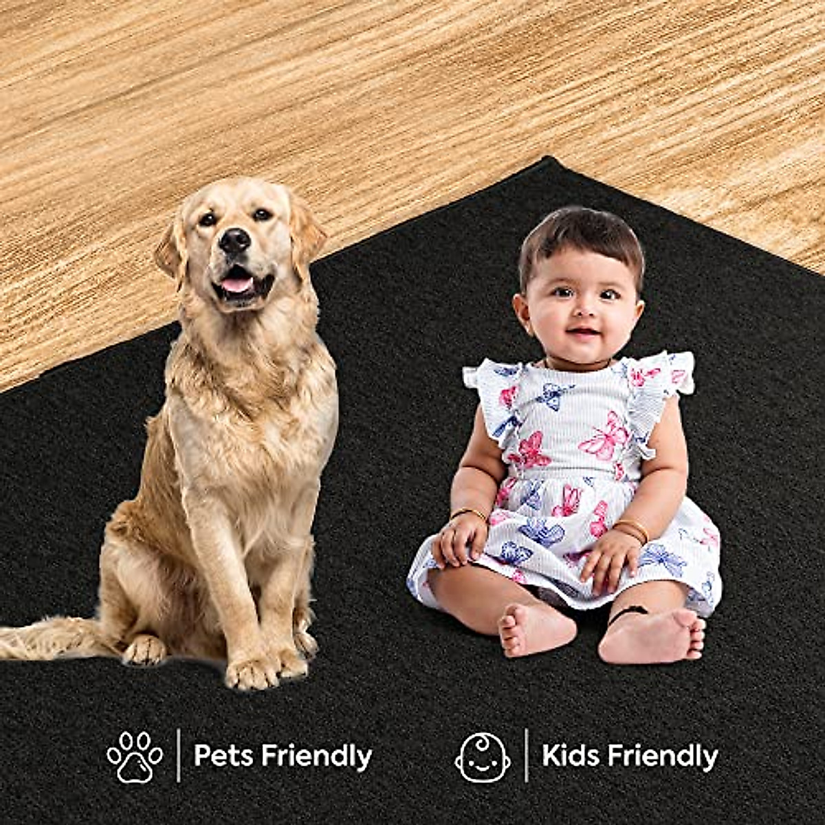 Furnish my Place Modern Indoor/Outdoor Commercial Solid Color Rug - Black, 2' Round, Pet and Kids Friendly Rug. Made in USA, Area Rugs Great for Kids, Pets, Event, Wedding