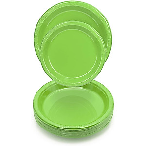 Exquisite 9 Inch. Dinner Plates Lime Green Plastic Plates Disposable, 50 Count Plate Set, Disposable Plates For Party, Heavy Duty Plastic Plates Disposable, Plastic Plates For Party, Party Plates