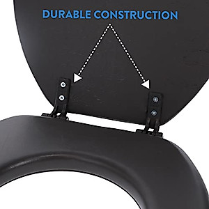 Ginsey Cushioned Soft Toilet Seat for Stylish Bathroom Décor, Black, Standard