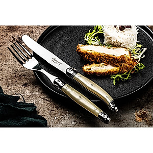 Laguiole Style de Vie flatware, cutlery set, Premium Line, 24 pieces, mother of pearl color