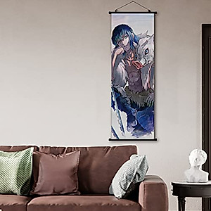 Poster Anime Scroll Hashibira Inosuke Hanger Cartoon Comic Scrolls Fabric Hanging Wall Art Picture Decor 36" L x 12" W
