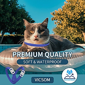 VICSOM 4 Pack Cat Flea Collar - Adjustable, Waterproof Flea and Tick Prevention for Cats and Kittens - 32 Months Protection - Flea and Tick Treatment - Blue