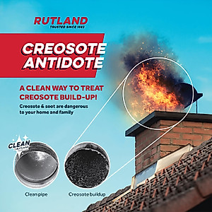 Rutland Creosote Antidote™, 3X Cleaning Power, Chimney Cleaning Fire Logs, 2-Pack Creosote Sweeping Firelogs, 2.45 lbs Each Treatment, Made in USA