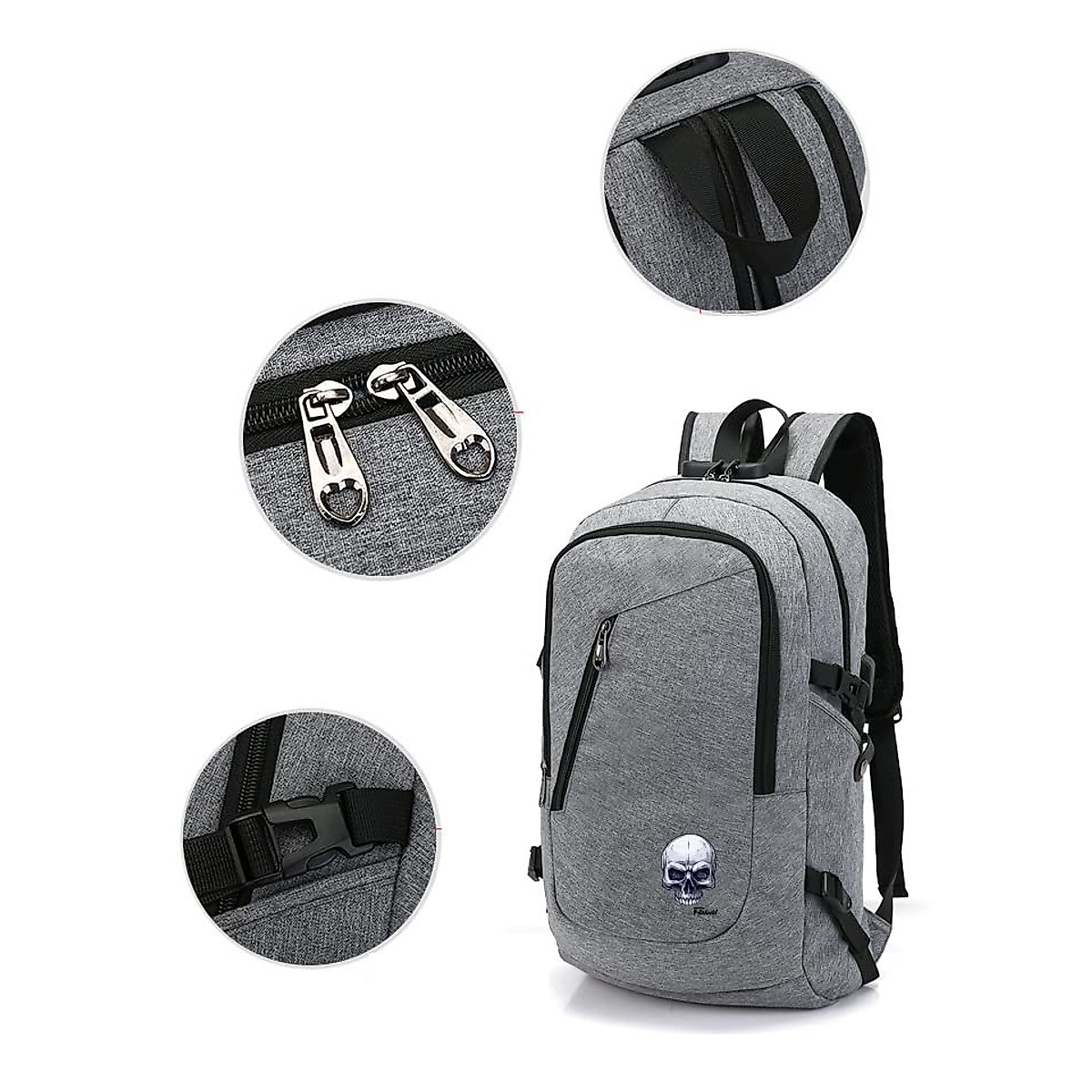 Travel Laptop Backpack Business Anti Theft Slim Durable Laptops Backpack with USB Charging Port, Water Resistant College School Computer Bag Gifts for Men Women Fits 17 Inch Notebook (Grey)