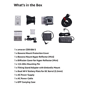 Aputure amaran 60dS Video Lighting,amaran 60d Studio Light,60W COB Daylight Bowens Mount Point-Source LED Video Light,App Control,Photography Lighting(amaran 60dS)