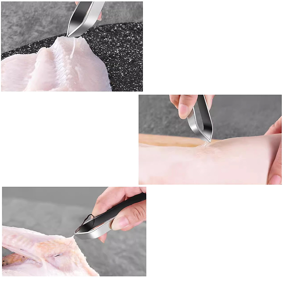 2 Pieces Fish Bone Tweezers, Stainless Steel Flat and Slant Tweezers Pliers Remover Tool (4.6")