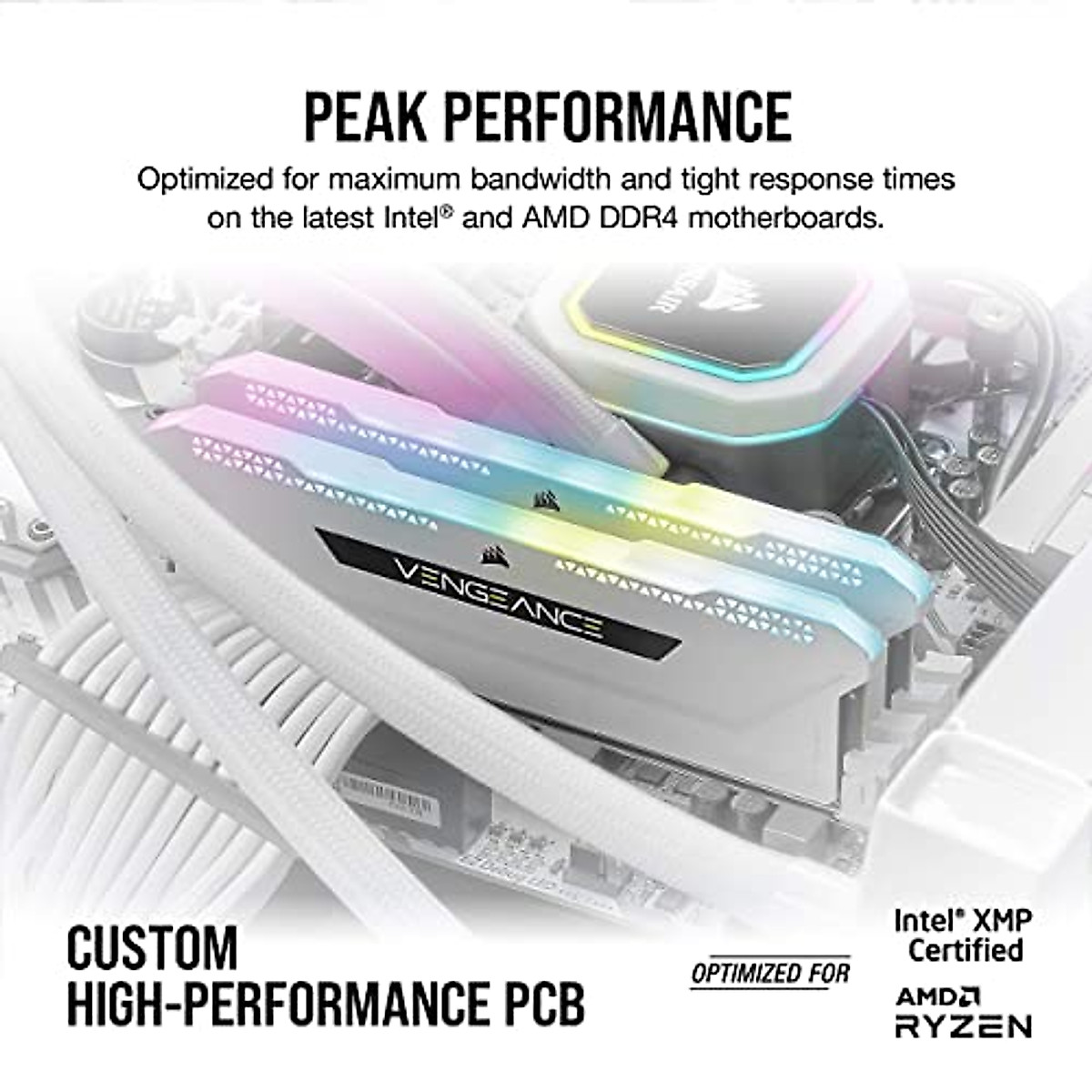 Corsair Vengeance RGB Pro 16GB (2x8GB) DDR4 3600 (PC4-28800) C18 1.35V Desktop Memory - White (CMH16GX4M2D3600C18W)
