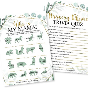 50 Greenery Baby Prediction And Advice Cards, Trivia Games, etc, 25 Baby Animal Matching, Nursery Rhyme Game - 6 Double Sided Cards Baby Shower Games Funny, Baby Shower Ideas Baby Sprinkle Games