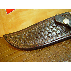 Buck 119 Custom Left Hand Knife Sheath, Genuine Buffalo Hide Leather Knife Holder, Dark Brown