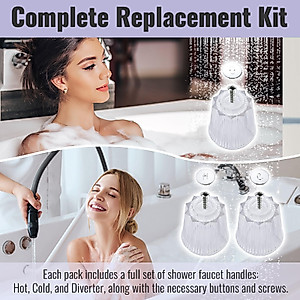 hansengroe Shower Knobs 3 Piece Replacement for Price Pfister Bathtub Faucet Handles, 12 Point Broach, Clear Acrylic Shower Handles Hot and Cold Replacement Kit Include Diverter