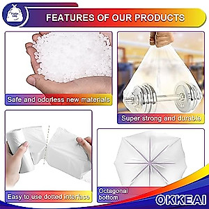 OKKEAI 50L Large Garbage Bag 13 Gallon Trash Bags for Kitchen,Home,White,60 Count